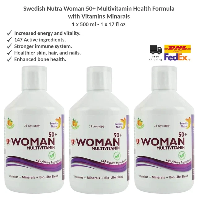 SWEDISH NUTRA MULTIVITAMIN for Women 50+ with 149 Vitamins & Minerals ...