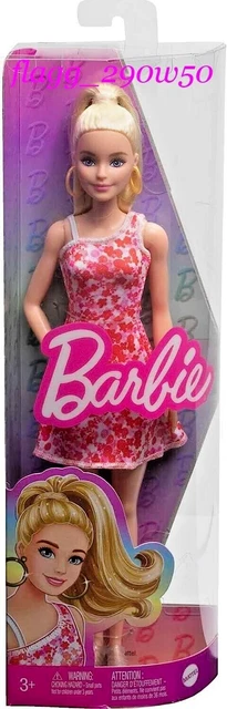 BARBIE FASHIONISTAS DOLL #205 Blonde Hair Blue Eyes Pink Floral Dress ...