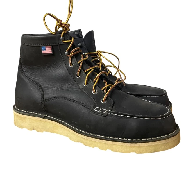 DANNER BULL RUN Moc Toe 6" Black Work Boots Sz 12 Steel Toe 15569 £112. ...