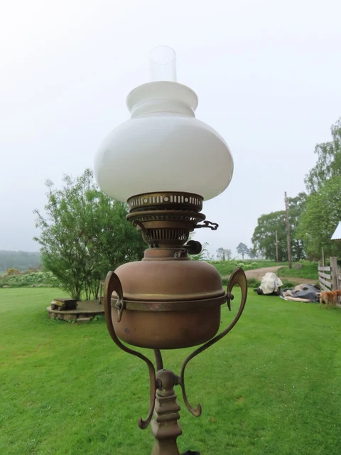 ART NOUVEAU FLOOR standing oil lamp, Hinks Birmingham, Sherwoods £100. ...