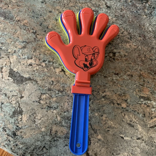 VTG CHUCK E. Cheese Hand Clacker Clapper Yellow Red Blue $25.00 - PicClick