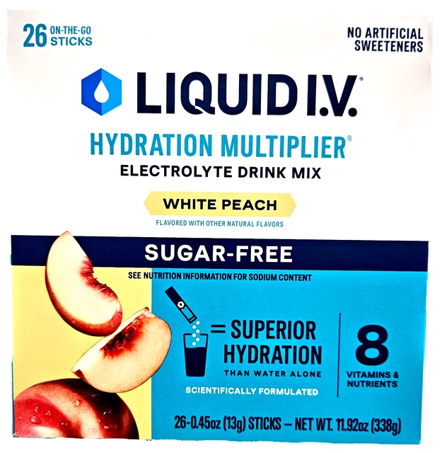 LIQUID IV HYDRATION Multiplier Electrolyte Sugar Free Drink Mix 26 ...