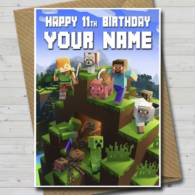 PERSONALISED MINECRAFT BIRTHDAY Card - Any Name Age - for son daughter ...