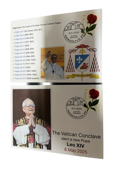 (944) 18-5-2025 - Pope Leo XIV elected at the Vatican (2 covers) Roses stamp $16.00 - PicClick AU