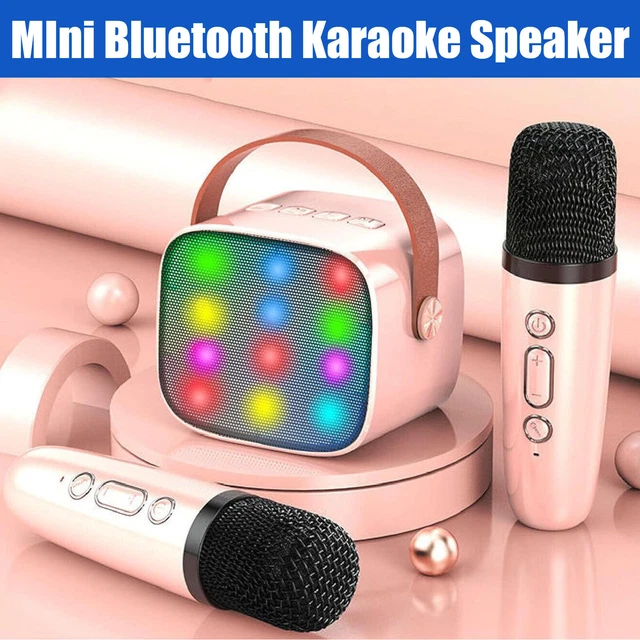 PORTABLE MINI KARAOKE Machine LED Bluetooth Speaker with 2 Wireless ...
