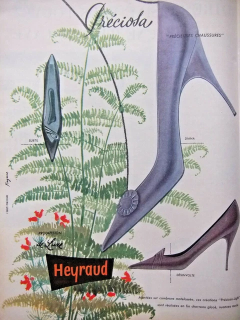 PUBLICITÉ DE PRESSE 1959 Heyraud Précieuses Chaussures Préciosa-Light ...