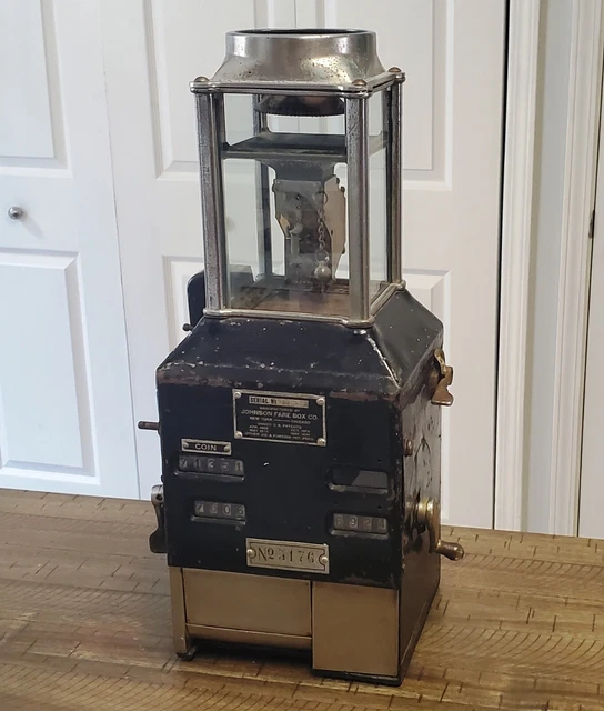ANTIQUE JOHNSON FARE Box,Bus Trolley Street Car Coin/Ticket Machine ...