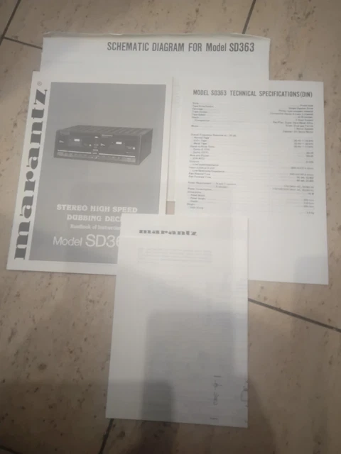 VINTAGE MARANTZ SD 363 instructions manual and schematic diagram £19.35 ...