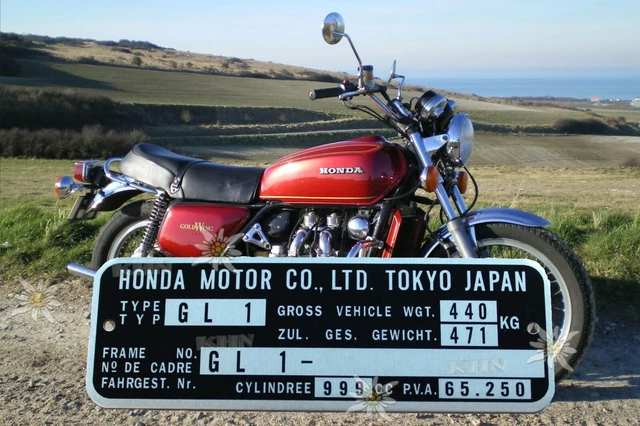 HONDA GL1000 GL01 VIN PLATE DATA PLATE HEAD TUBE NECK FRAME T+ ...