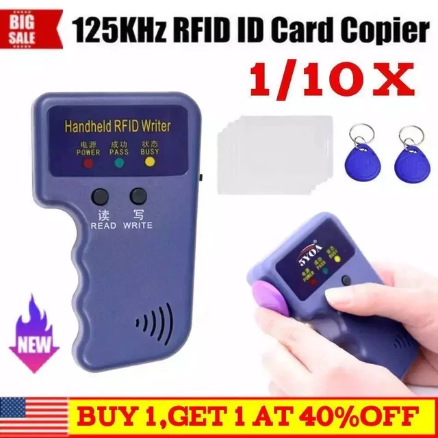 HANDHELD RFID ID Card Copier Key Reader Writer Duplicator 125KHz+10PCS ...