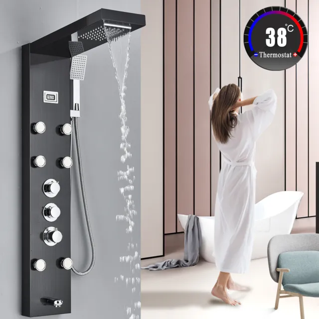 SHOWER PANEL COLUMN Tower Thermostatic Shower Mixer With Body Jets ...