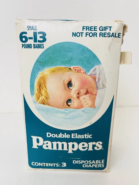 NEW OLD STOCK VINTAGE PAMPERS 1981 Promotional SAMPLE BOX OF 3 DIAPERS ...