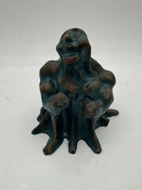 ART SCULPTURE BLUE Body Glazed Stoneware Horror Gothic Unique Pottery ...