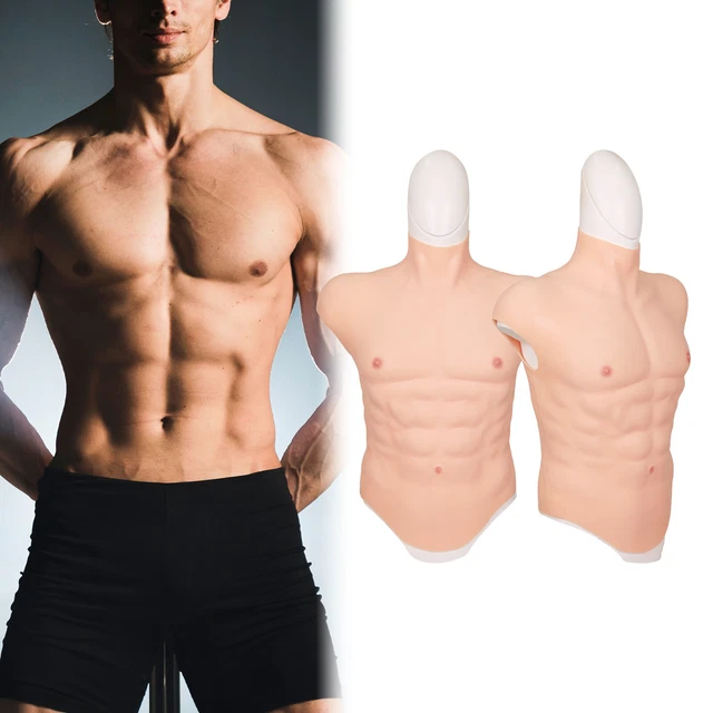 SILICONE MUSCLE SUIT Male Chest Realistic Fake Muscle Abdomen Cosplay ...