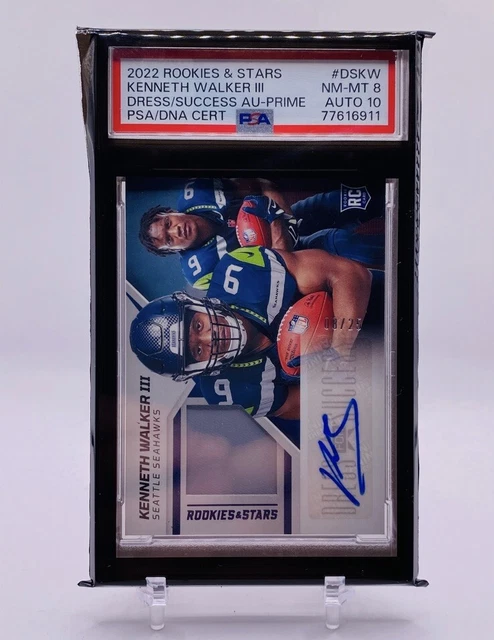 KENNETH WALKER III RC Auto RPA SSP/25 2022 Panini Rookies & Stars PSA 8 ...