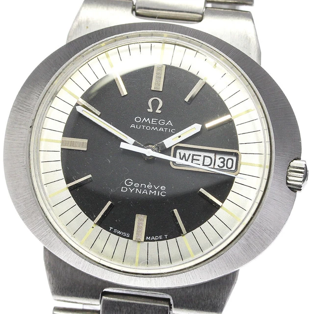 OMEGA GENEVE DYNAMIC Day date Black / Silver Dial Automatic Men's Watch ...
