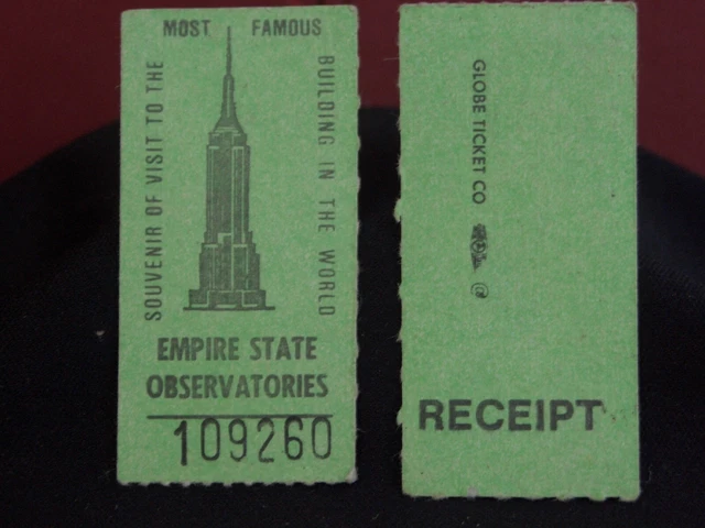 TICKET STUBS FOR Empire State building Observatories, very early ticket ...