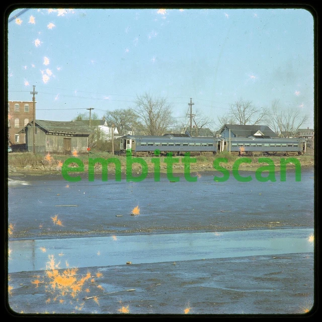 ORIGINAL SLIDE, B&M Boston & Maine Budd RDC Train Action, 1958 Danvers ...