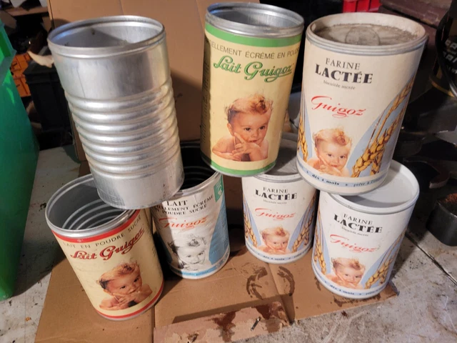 LOT DE 7 ancienne boite de lait guigoz vide differantes collection deco ...