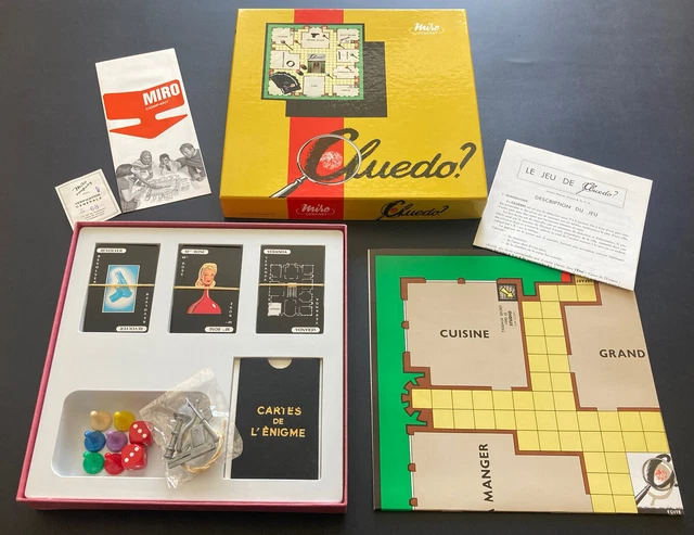 JEUX DE SOCIÉTÉ Cluedo Vintage Miro Company 1951 Boîte Jaune Complet ...