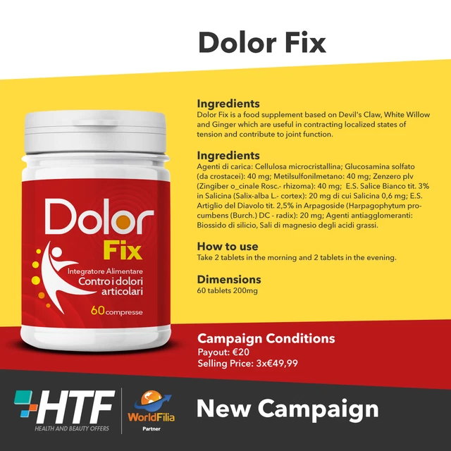 DOLORFIX 3X1 INTEGRATORE NATURALE anti dolore Articolari azione ...