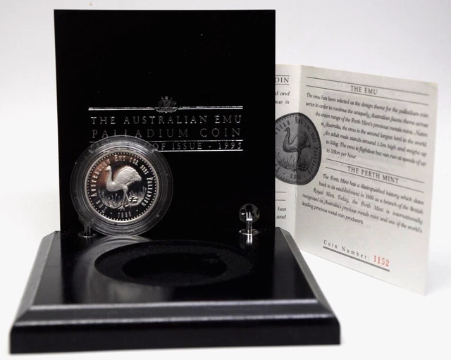 RARE 1995 THE Australian Emu Palladium 1oz Proof Coin .9995% COA 1152/ ...