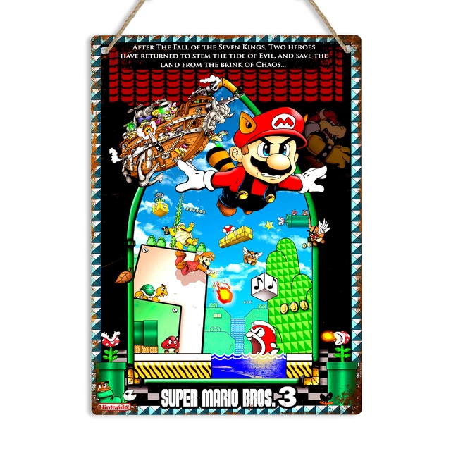 SUPER MARIO BROS 3 POSTER ART Metal Print Tin Sign Retro Gaming Arcade ...