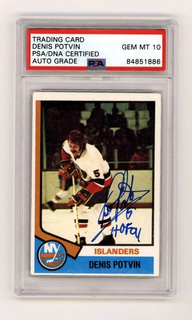DENNIS POTVIN 1974-75 Topps #195 recrue RC avec HOF 91 Insc signé PSA 10 Auto EUR 123,08 ...