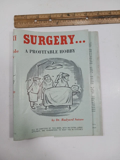 JOKE BOOK SURGERY a profitable Hobby Dr.Rudyard Suture 1959 book cover ...