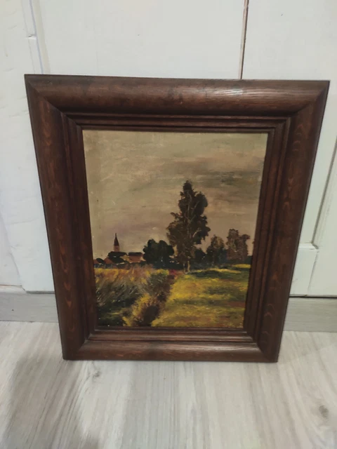 ANCIEN TABLEAU HUILE sur toile paysage signé en rouge bas a droite EUR 39,00 - PicClick IT