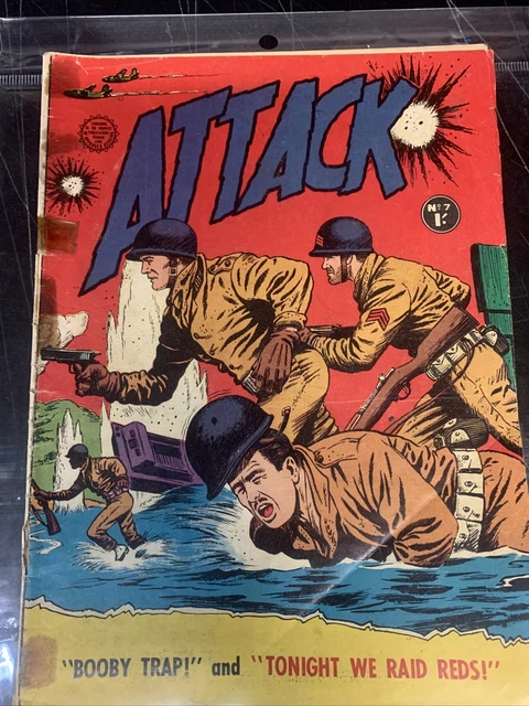 VINTAGE RARE COMIC No 7 ATTACK COMICS WAR STORIES WW2 WW1 MILITARY EUR ...