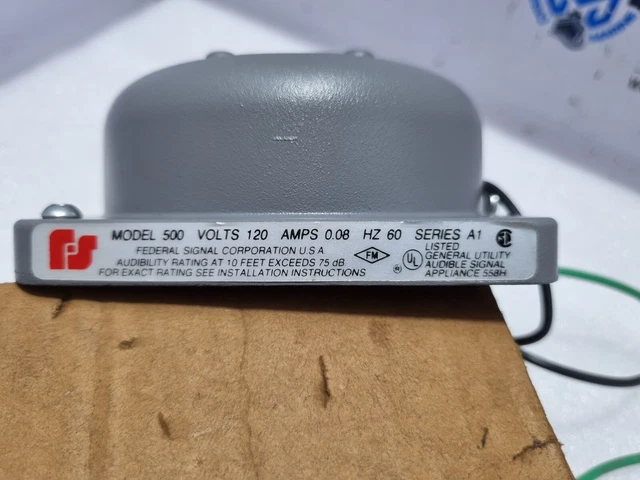 FEDERAL SIGNAL CORPORATION Model 500 Vibrating Bell Volts 120 AMPS 0.08 ...