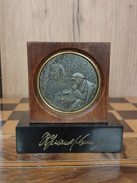 RARE VINTAGE SOVIET table Metal Wood figurine Lenin USSR propaganda ...