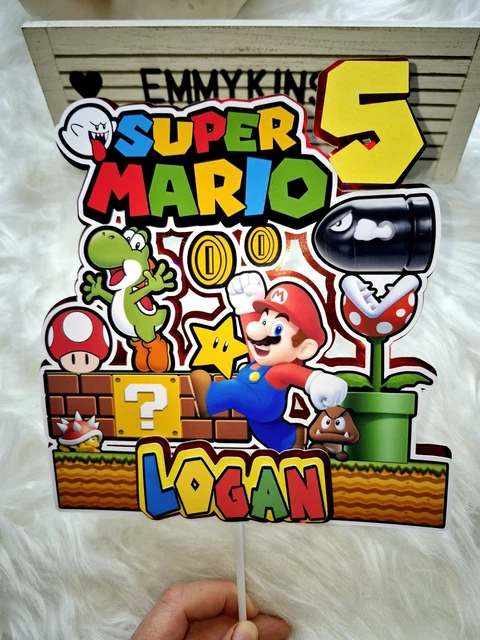 PERSONALISED SUPER MARIO Bros Birthday Cake Topper/ Name and Age Extra ...