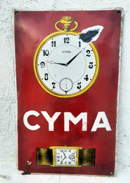 1930'S VINTAGE ANCIEN Rare Cyma Watches Annonce Porcelaine Émail Signe ...