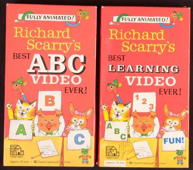 RICHARD SCARRY VHS Lot Best ABC Learning Video Ever Fully Animated 1989 ...