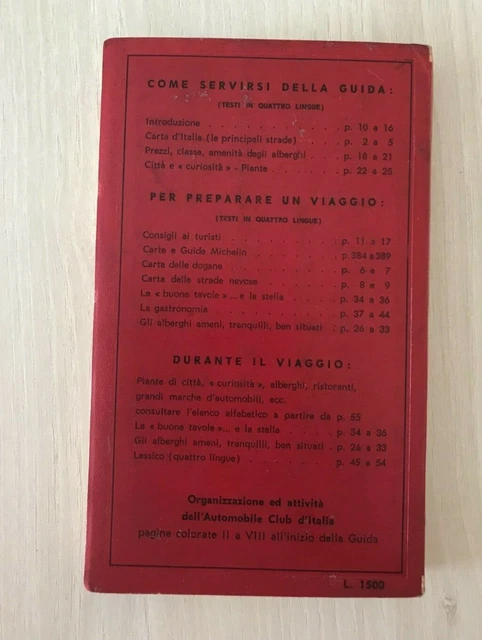 GUIDE ROUGE MICHELIN ITALIA 1963 - Automobile Club Italia - Collection ...