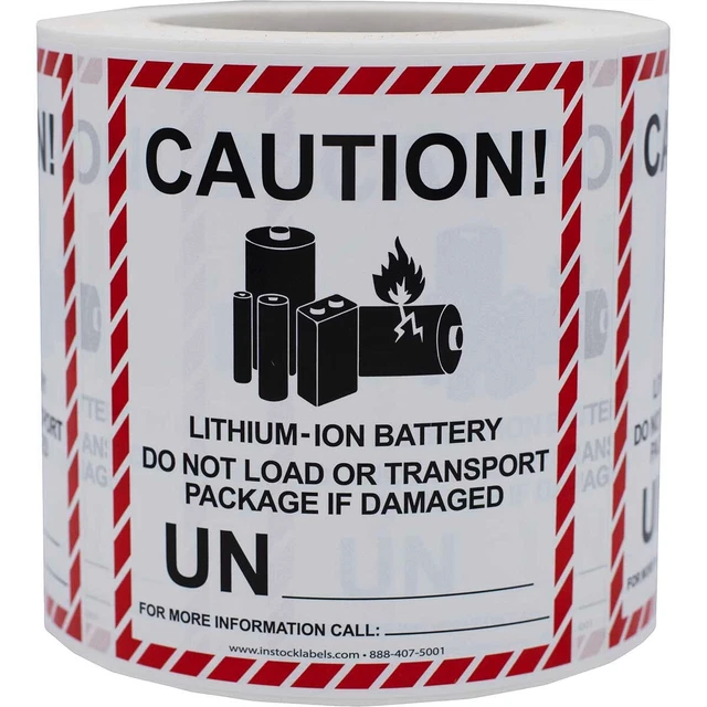 LITHIUM ION BATTERY UN Handling Labels | 4″ x 4.75″ | 500 Labels Total ...