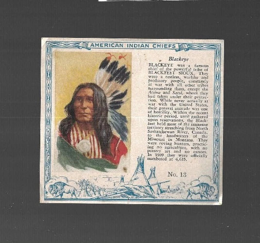 RED MAN CHEWING Tobacco American Indian Chiefs 1954 Blackeye Blackfeet ...