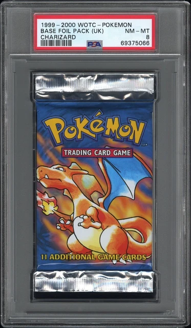 1999-2000 POKEMON BASE Set Booster Pack Charizard PSA 8 NM/Mint UK 4th ...