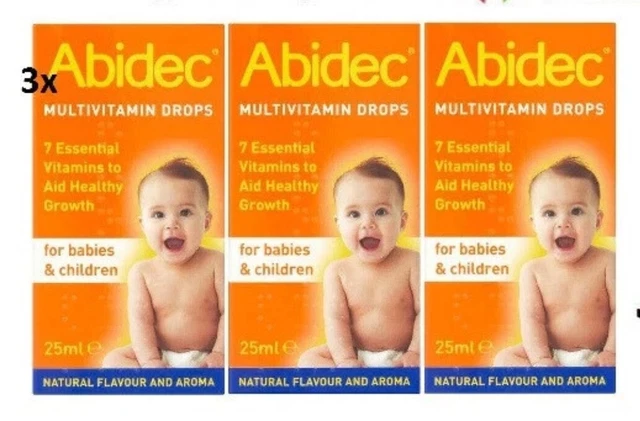 ABIDEC 3X MULTIVITAMIN Drops for Babies & Children - 3 x 25ml Bottles ...