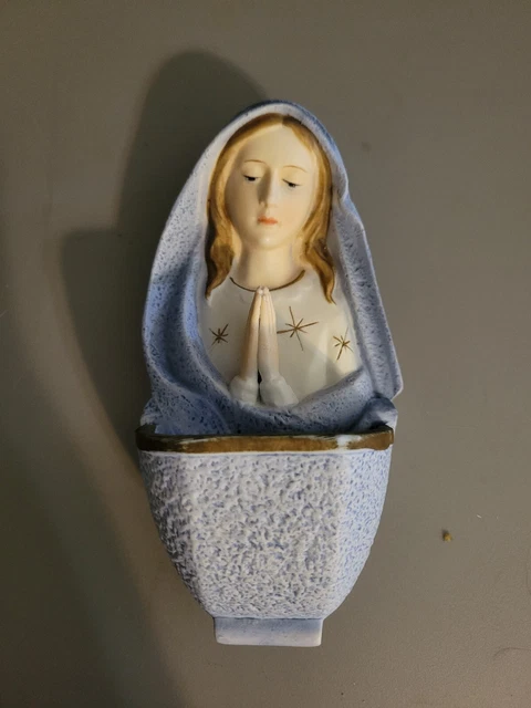 HOLY WATER FONT Blessed Virgin Mary Madonna Mother Our Lady 6" Wall ...