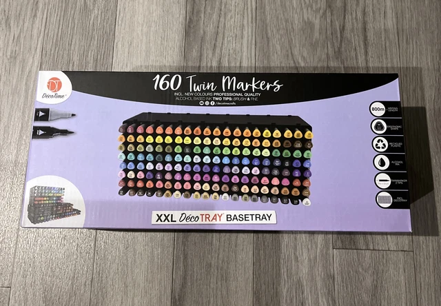 DECOTIME 160 XXL Pack Twin Markers Alcohol Based Professional Colouring ...