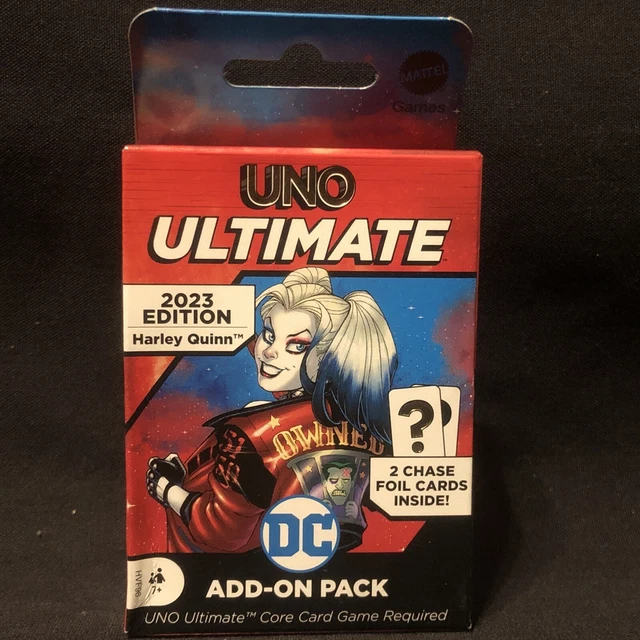 NEW 2023 UNO Ultimate DC HARLEY QUINN Add-On Pack + Foil Chase SEALED W ...