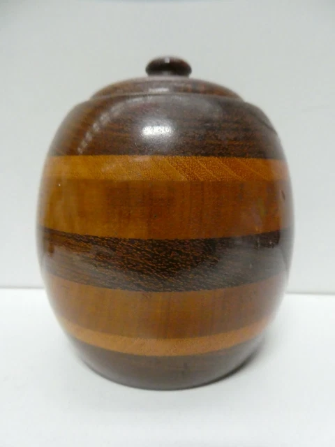 VINTAGE LAMINATED TURNED Timber Wooden Art Deco Canister Jar Original ...