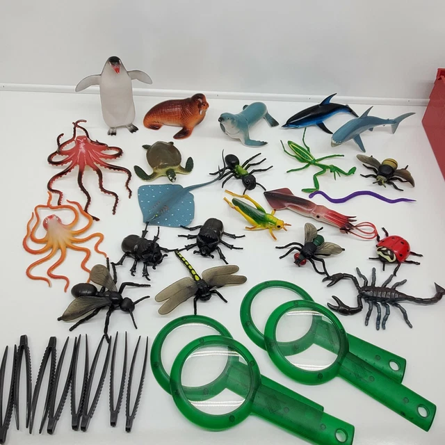 34 PC LG Rubber Plastic Toy animal Insect ocean Figure sensory table ...