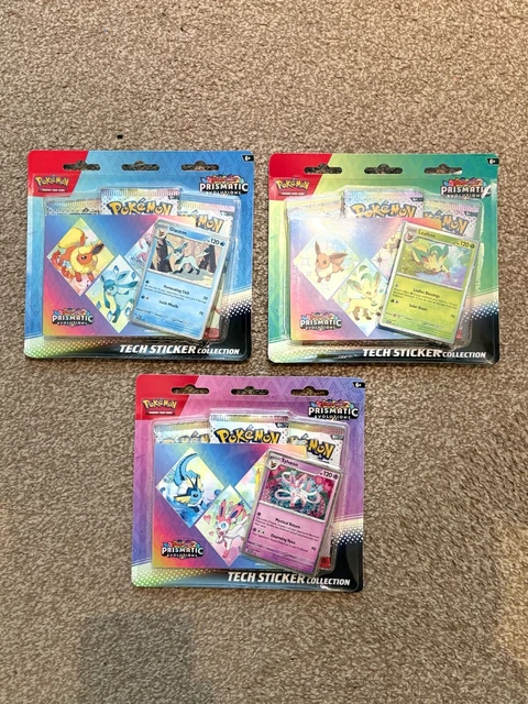 3 POKEMON PRISMATIC Evolutions Tech Sticker Collection | Art Set | 9 ...