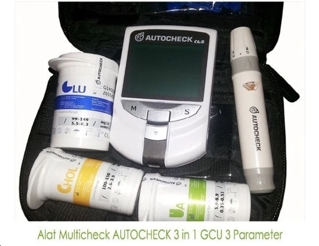 AUTOCHECK GCU BLOOD Glucose Cholesterol Uric Acid Test 3 in 1 ...