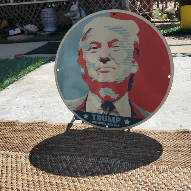 TRUMP MAKE AMERICA Great Again 11.75-Inch Porcelain Gas & Oil Sign £142 ...
