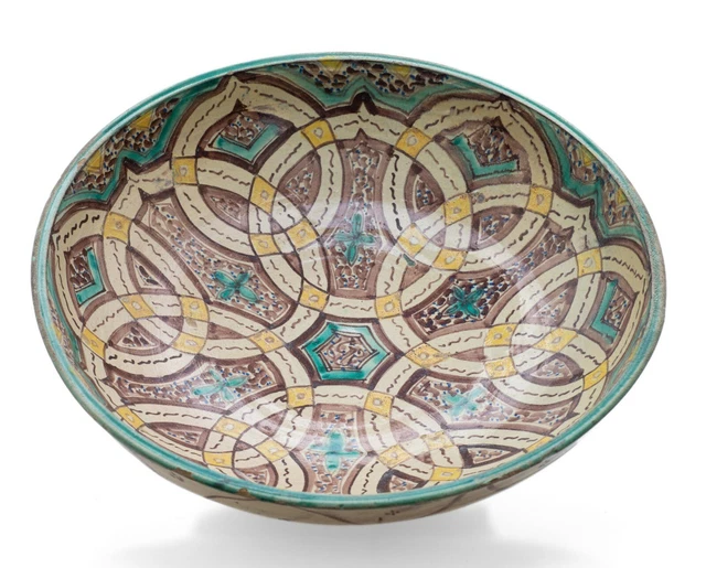 ANTIQUE INDIAN ISLAMIC Colonial Large Pottery Bowl Sindh / Multan Hand ...